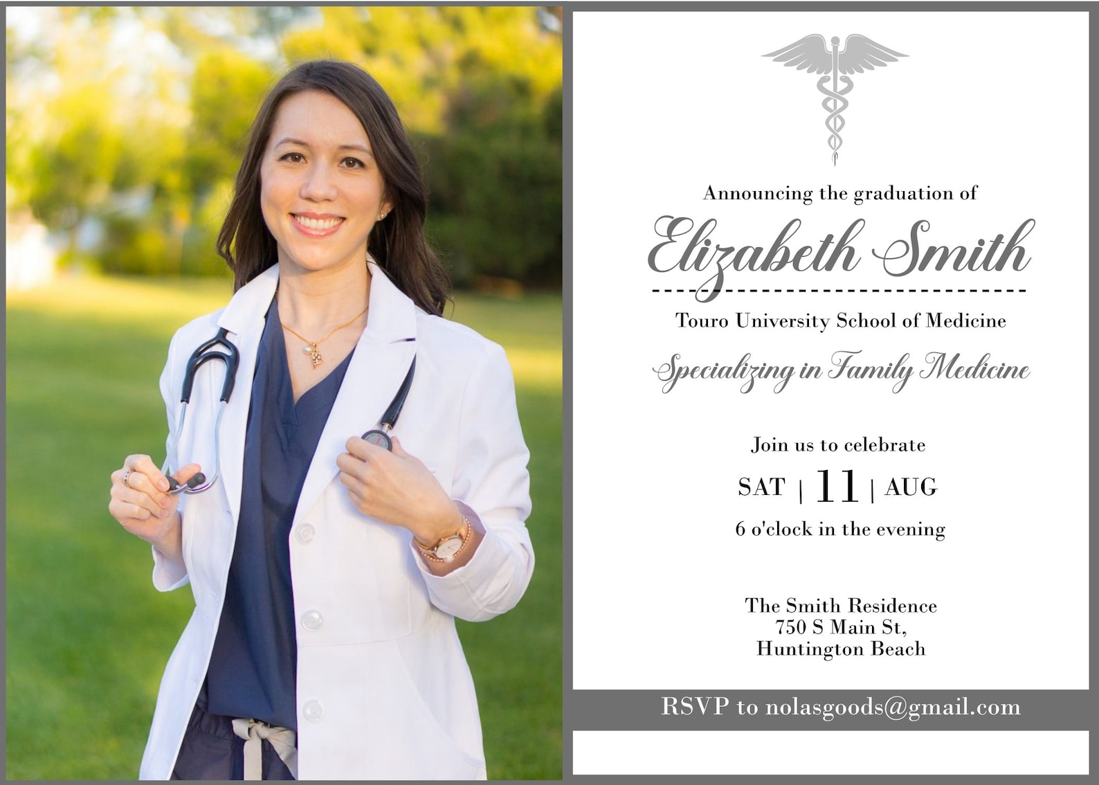 Medical School Graduation Invitation With Picture Physician | Etsy