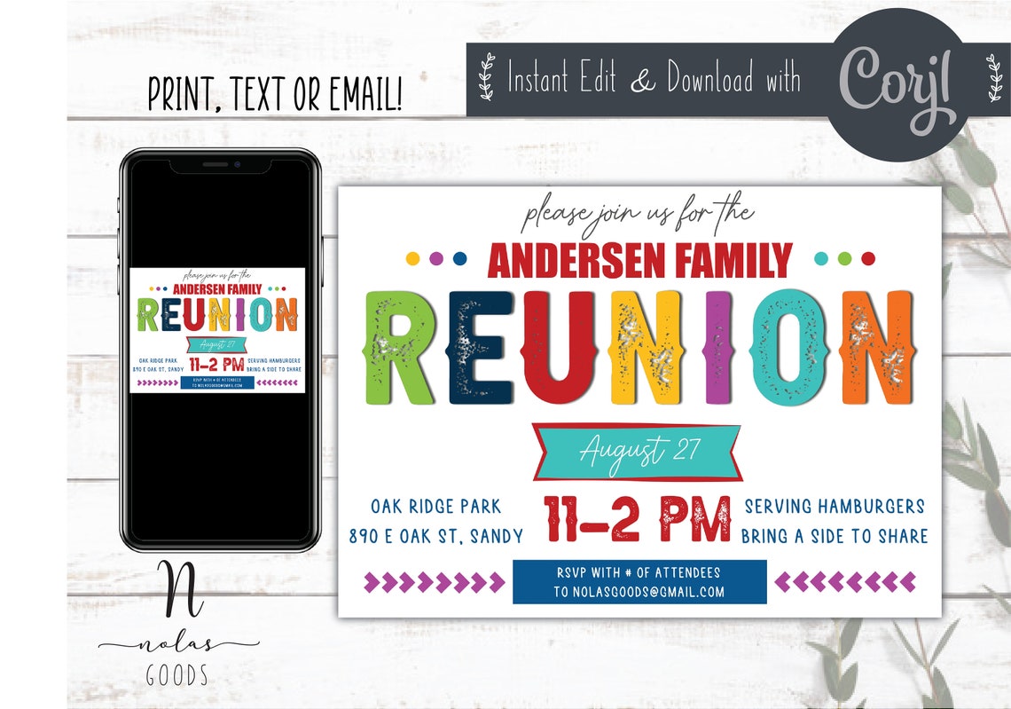 Family Reunion Invitation Customizable, Cousin Reunion Invite, Family ...
