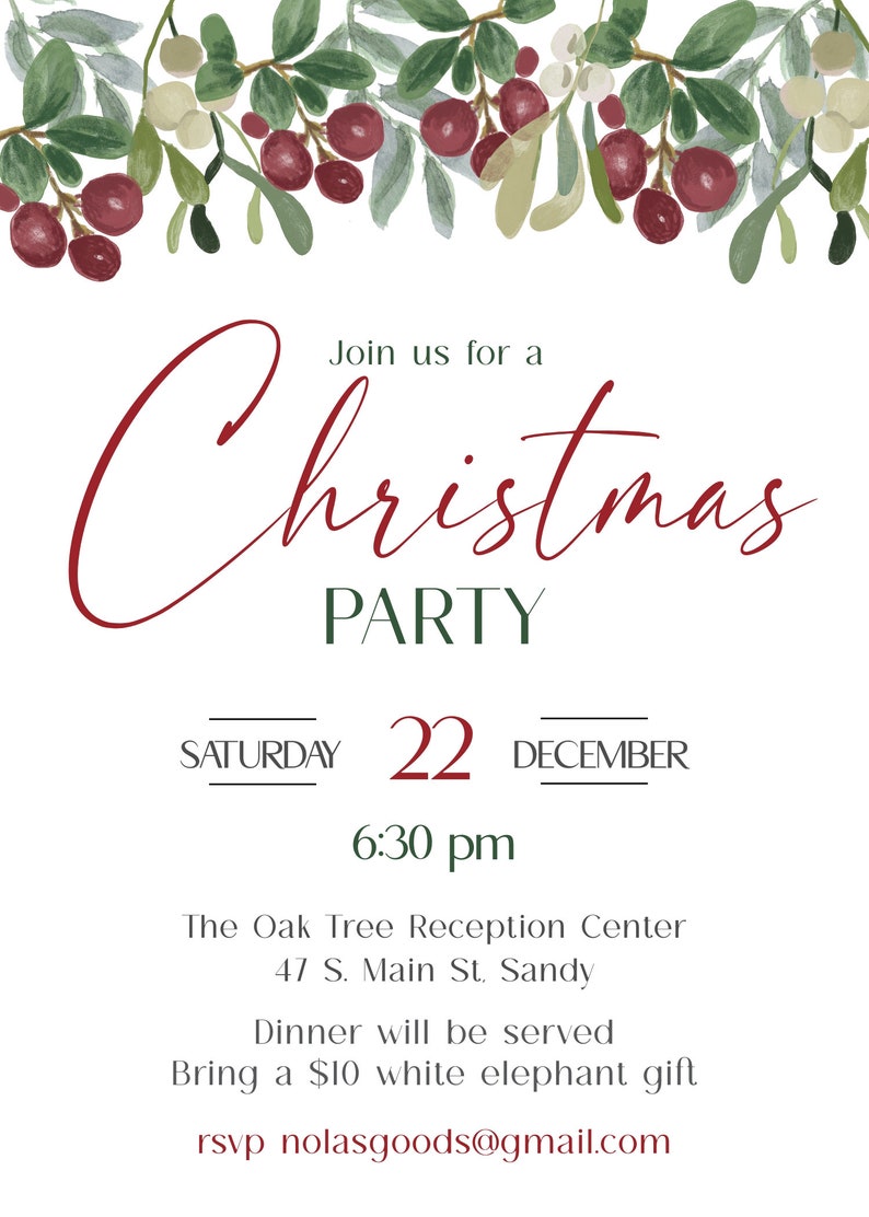 Work Christmas Party Invites Printable Company Christmas - Etsy