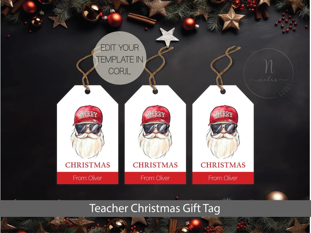 Teacher Christmas Tags, Christmas Teacher Gift Tag Printable, Teacher ...