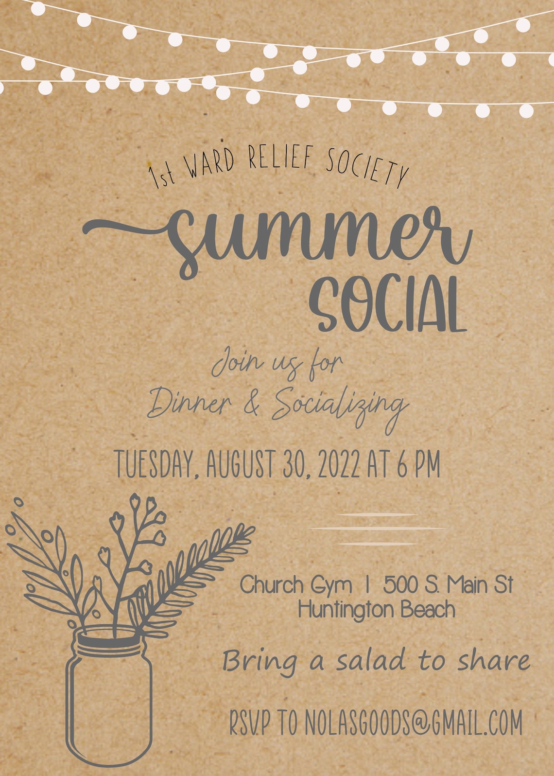 Relief Society Invitation, Summer Salad Social Invitation Download ...