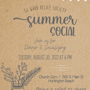 Relief Society Invitation, Summer Salad Social Invitation Download ...