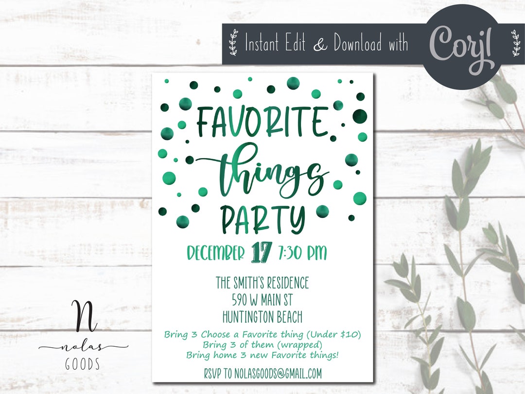 Favorite Things Party Invitation, Favorite Things Party Invite, My ...