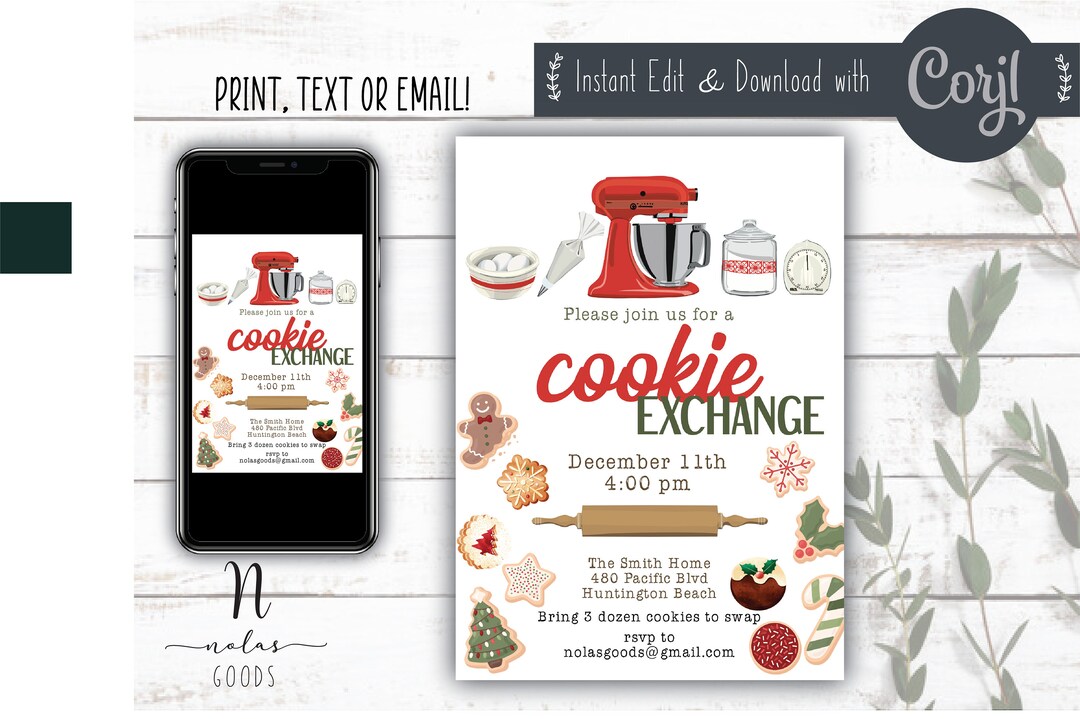 Cookie Exchange Party Invitation Digital, Cookie Swap Invitation ...