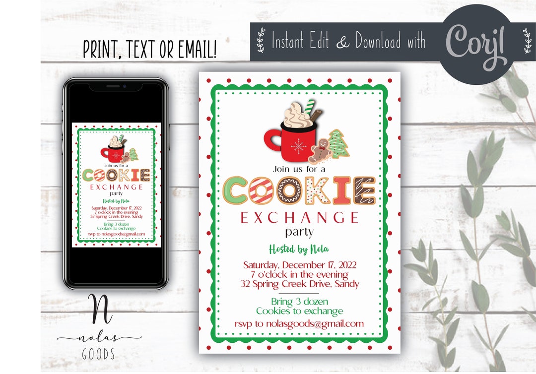 Christmas Cookie Exchange Invitation, Cookie Exchange Flyer, Cookie ...