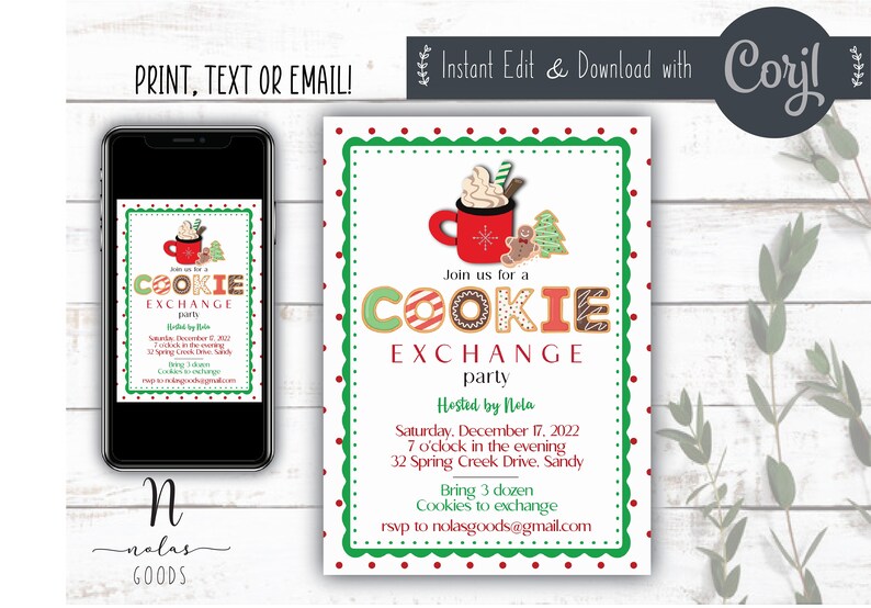 Christmas Cookie Exchange Invitation Cookie Exchange Flyer - Etsy