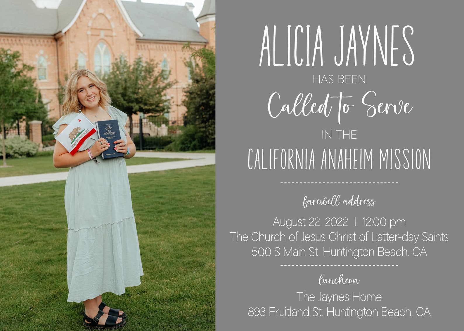 LDS Mission Announcement LDS Mission Farewell Invite Text - Etsy