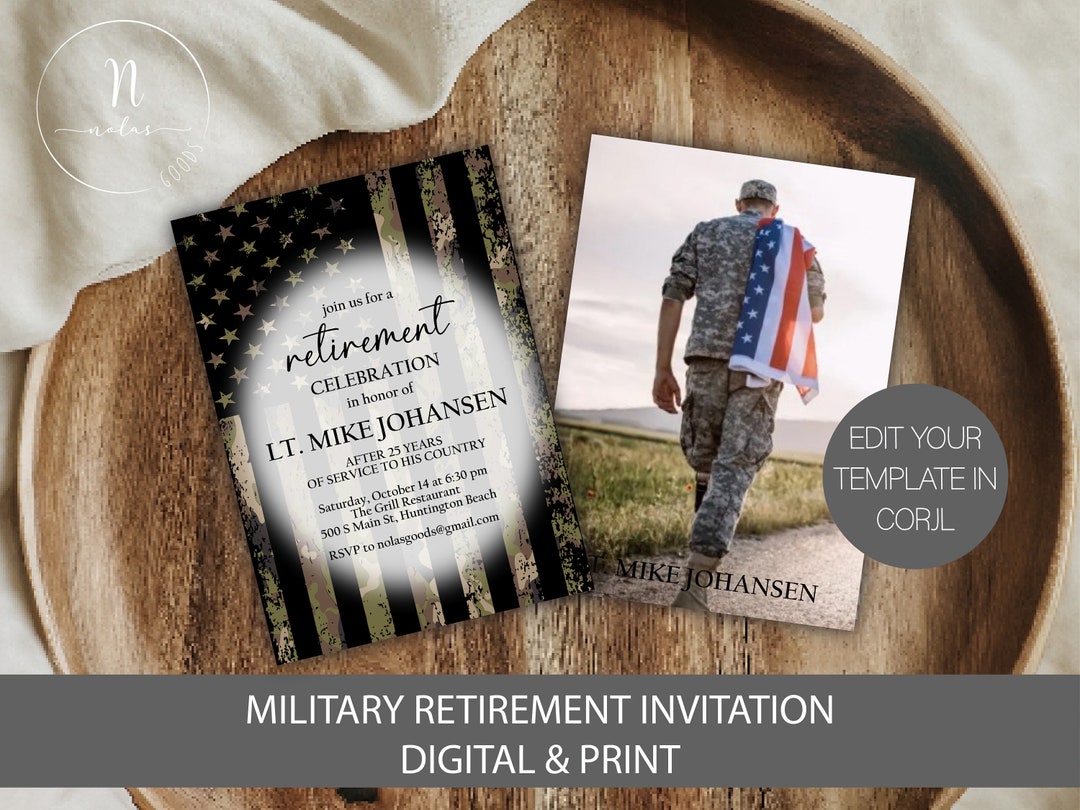 Military Retirement Invitation With Photo, Retirement Party Invitation ...