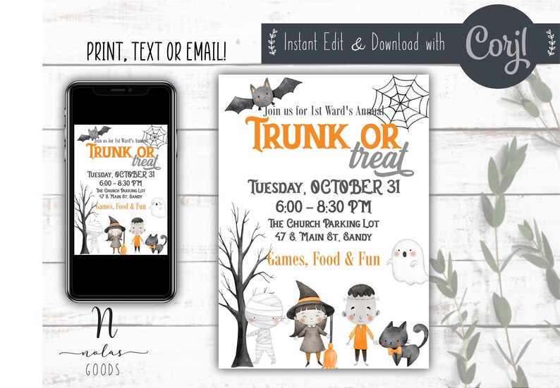 Trunk or Treat Invite Digital School Halloween Party Flyer - Etsy