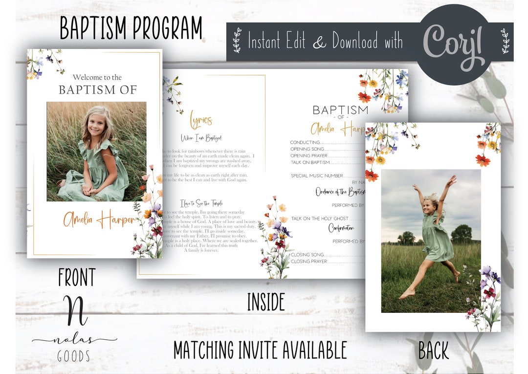 LDS Baptism Program Girl, LDS Baptism Program Template, Editable LDS ...