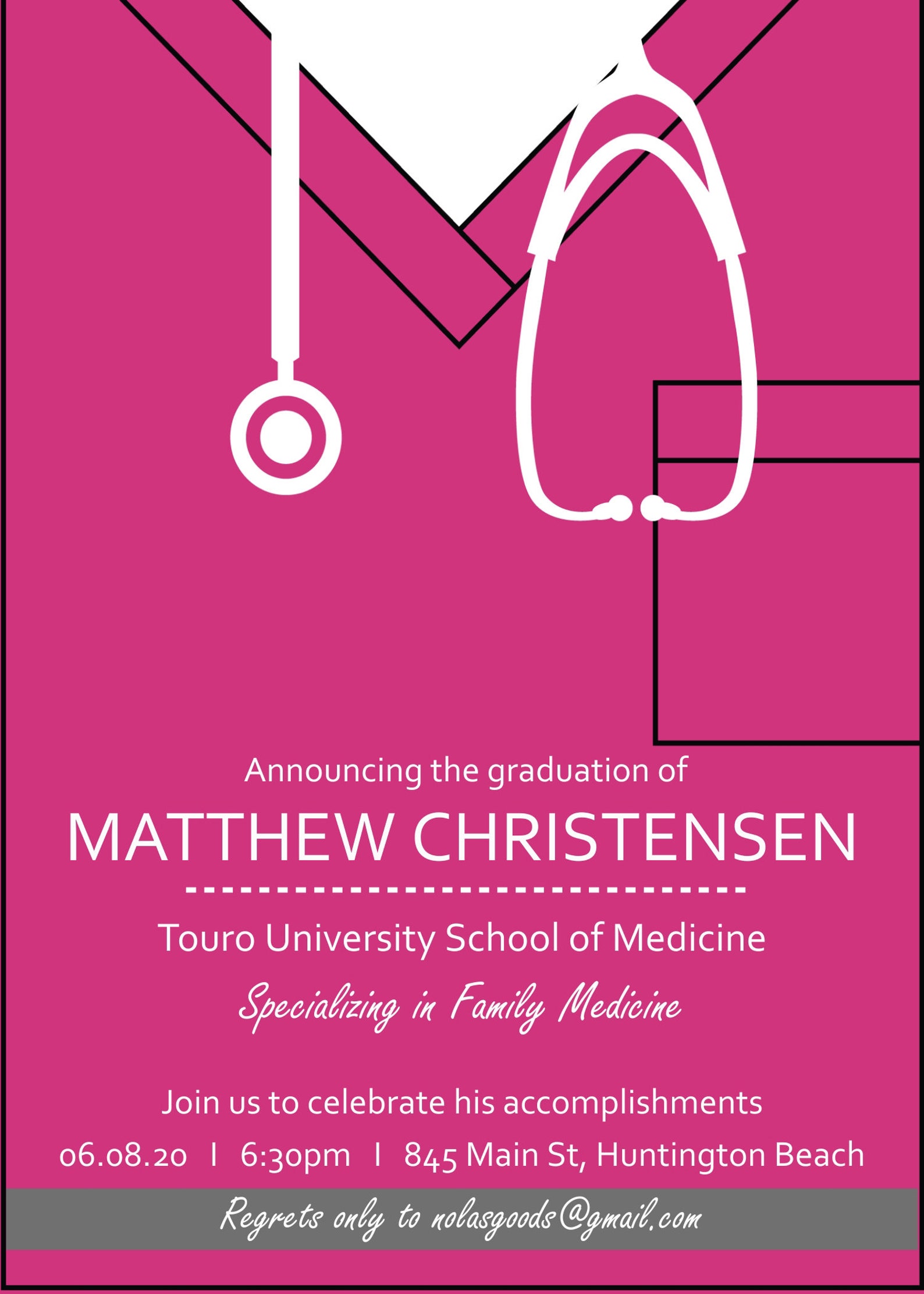 Medical School Graduation Announcement, Nurse Graduation Invitation ...