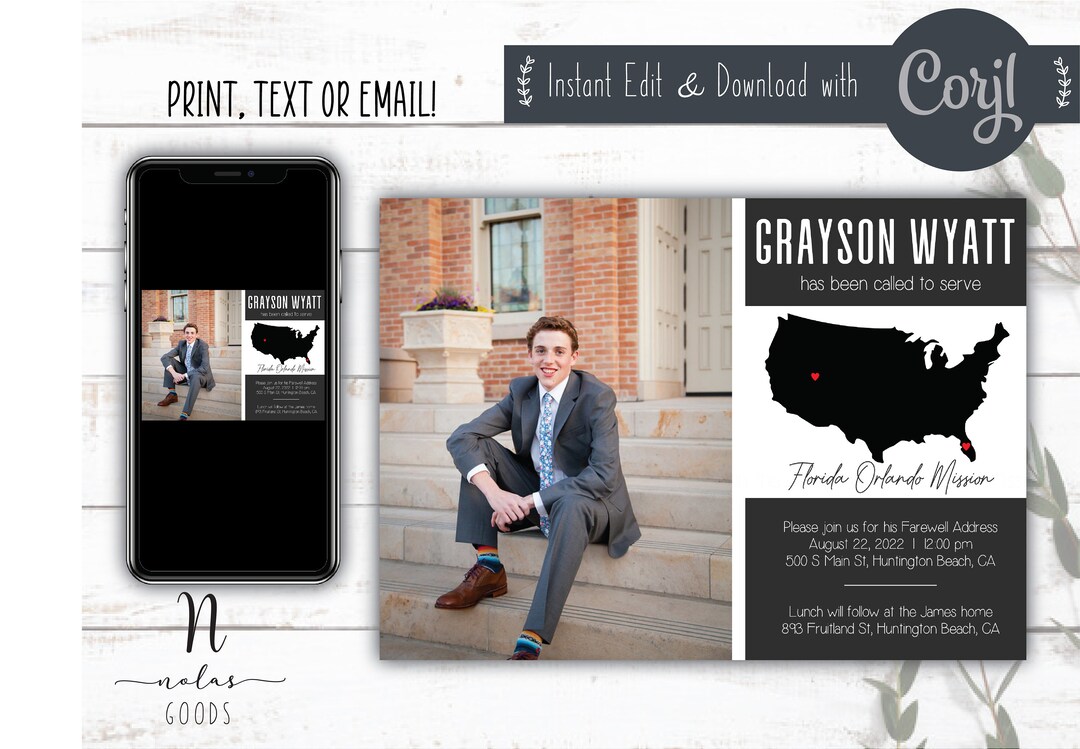 LDS Mission Announcement Digital Download, Missionary Open House ...