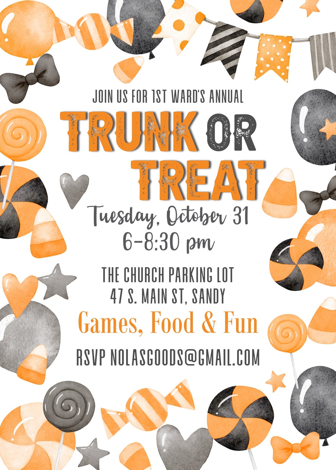 Halloween Trunk or Treat Invitation Template Trunk or Treat - Etsy