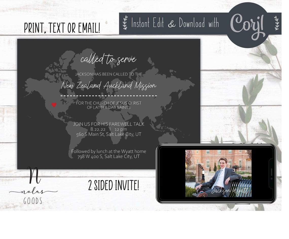 LDS Missionary Announcement Digital, Mission Invite Template ...
