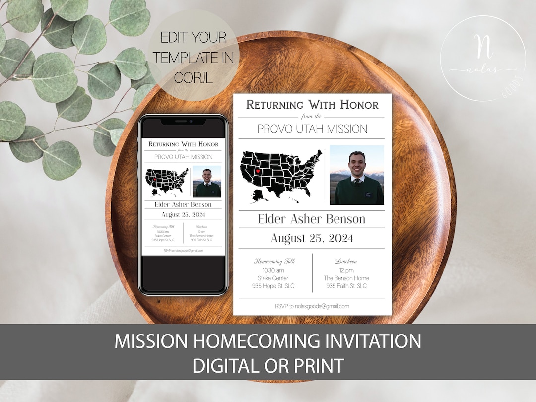 LDS Missionary Homecoming Invitation, Missionary Open House Invitation ...