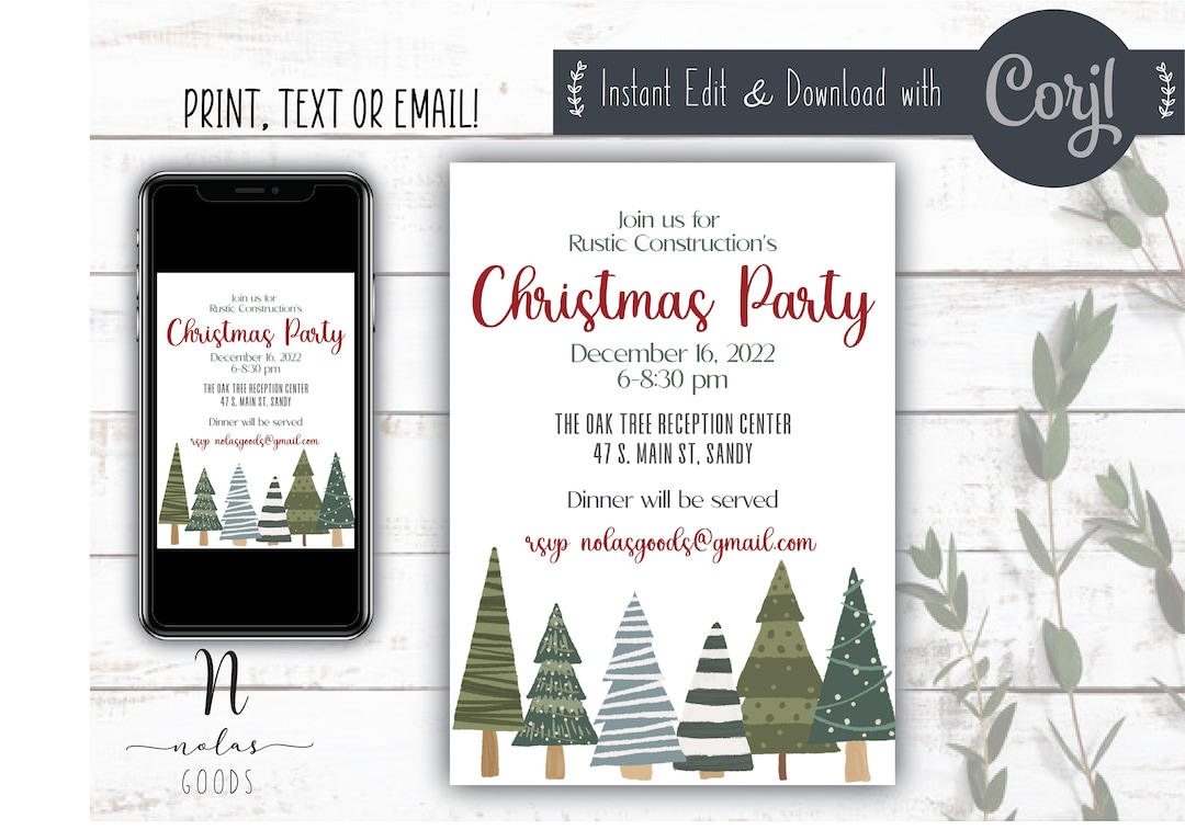 Company Christmas Party Invitation, Company Holiday Party Invite ...