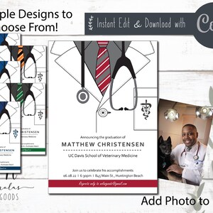 Veterinary School Graduation Invitation Template, DVM Graduation ...