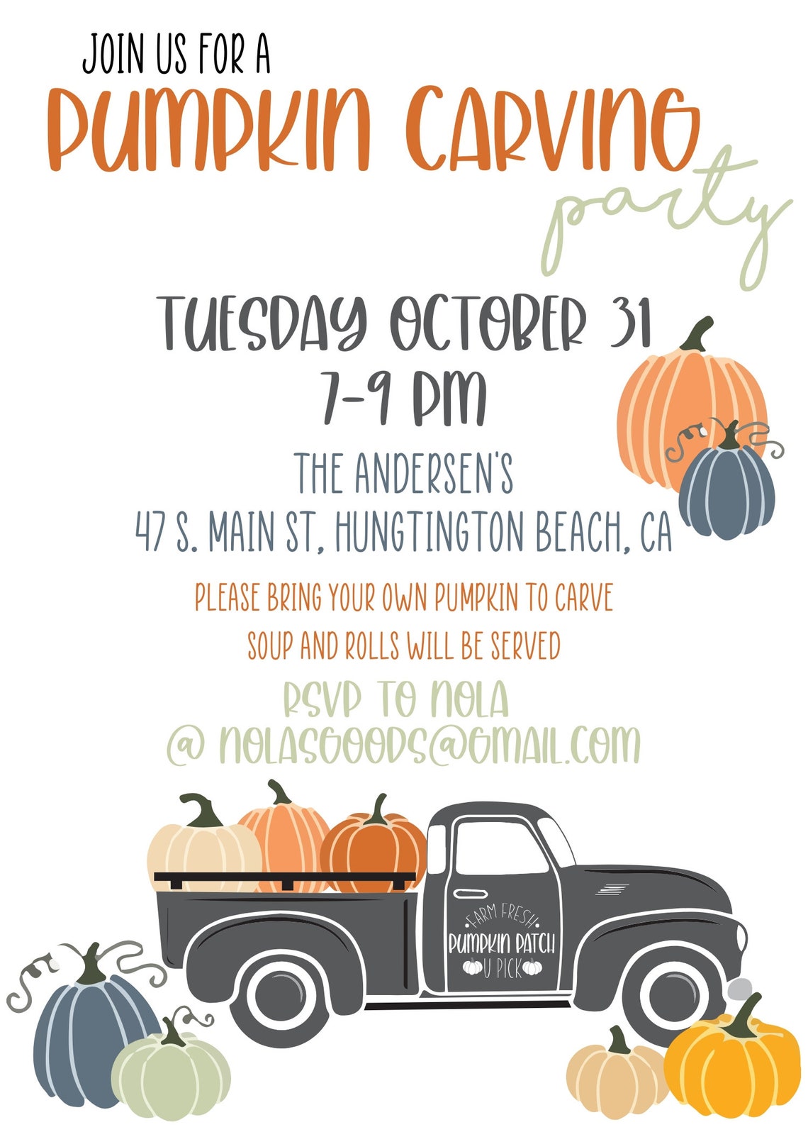 Pumpkin Carving Party Invitation Printable Halloween Pumpkin - Etsy