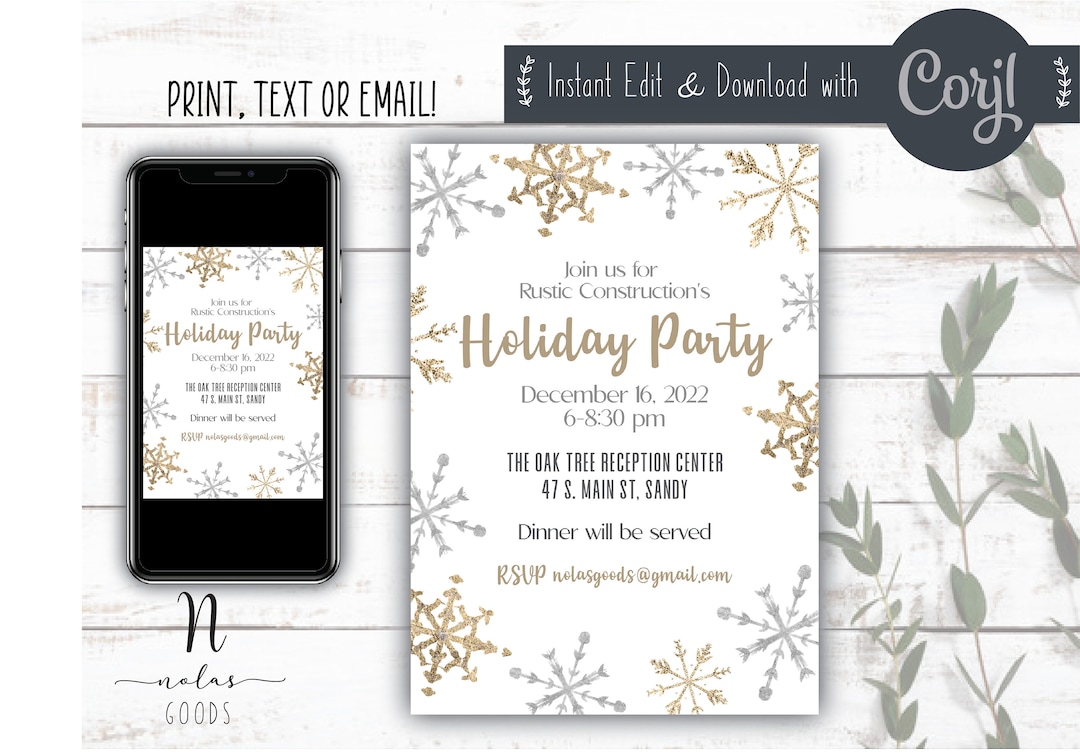 Company Holiday Party Invite Template, Company Christmas Party ...