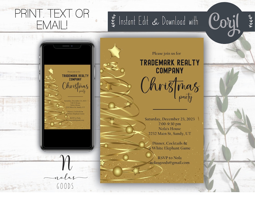 Company Christmas Party Invitation, Christmas Work Party Invitation ...