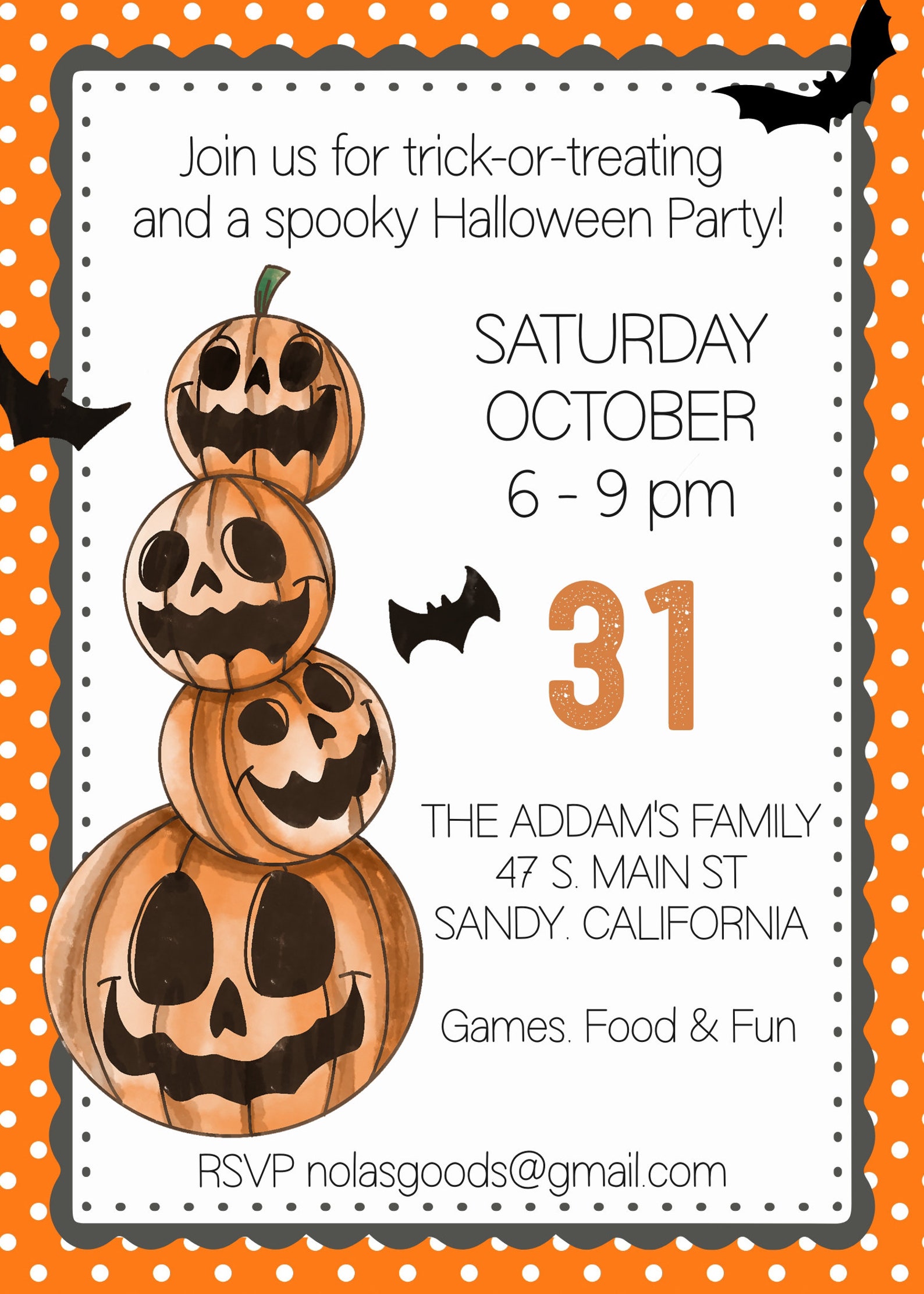 Kids Halloween Party Invitation Trick or Treat Party - Etsy
