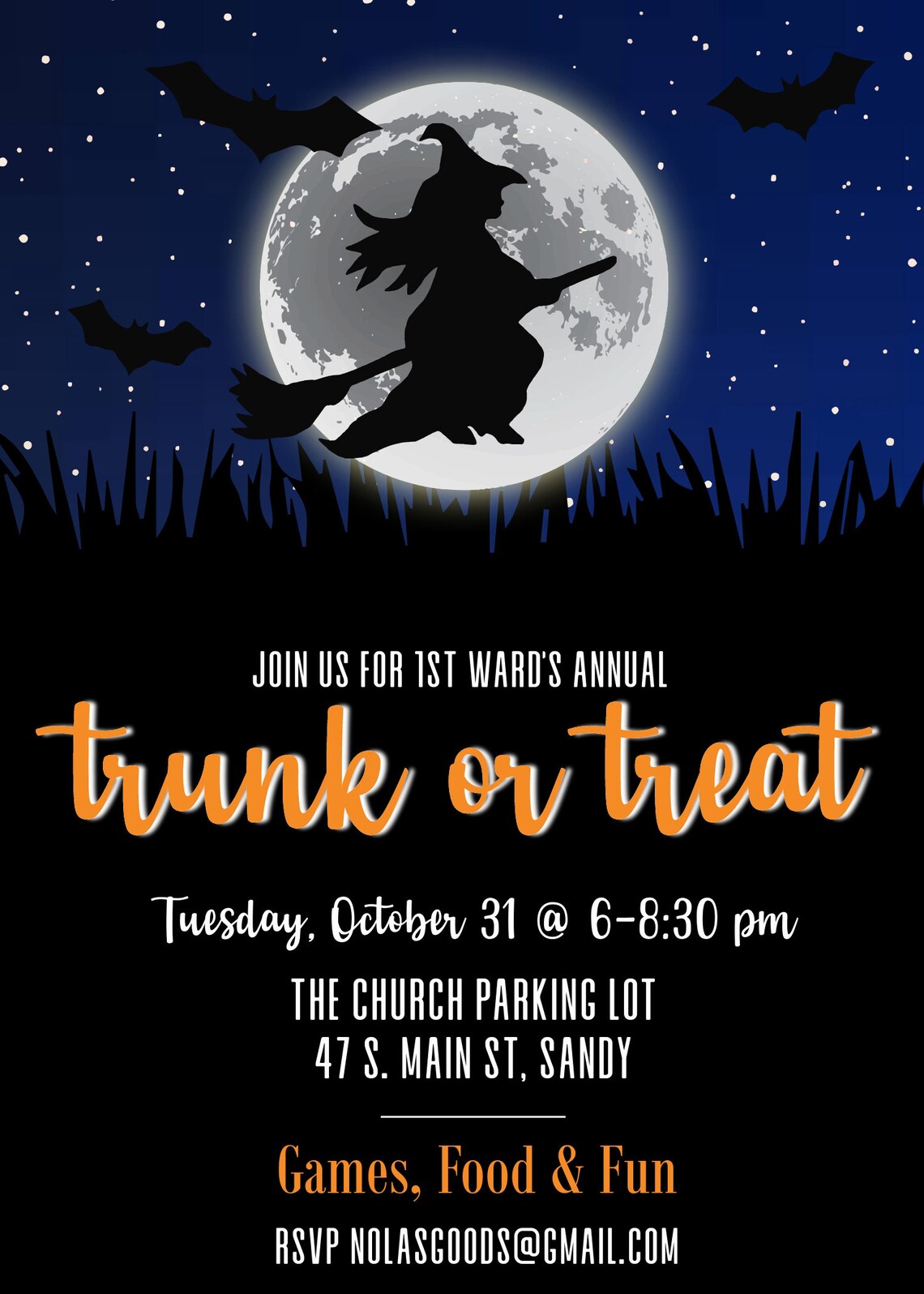 Trunk or Treat Flyer Church School Halloween Party Flyer - Etsy
