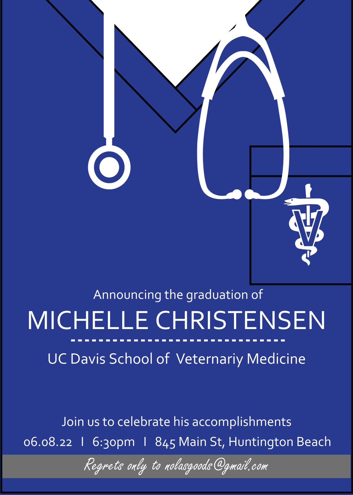 Veterinary School Graduation Invitation Digital Veterinarian | Etsy