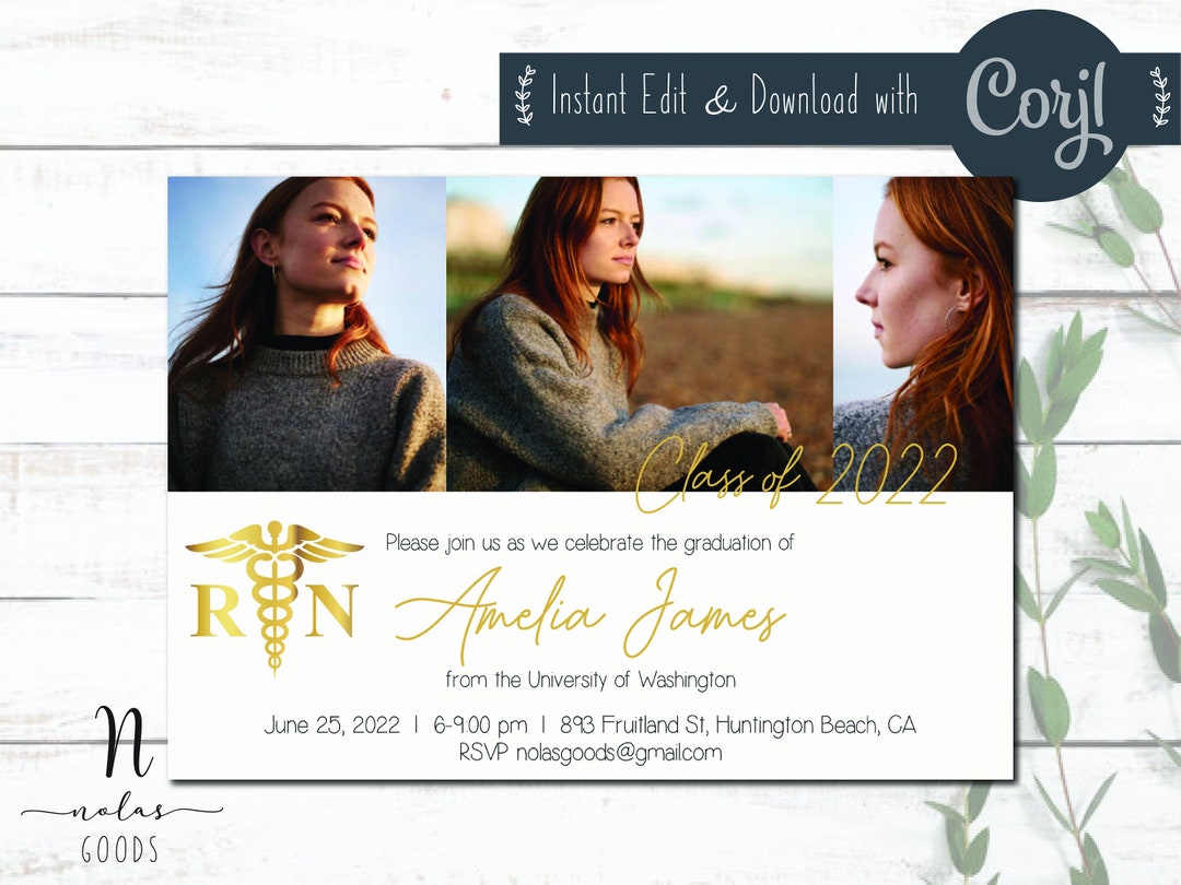 RN Graduation Invitation With Photos Nurse Graduation Invite - Etsy