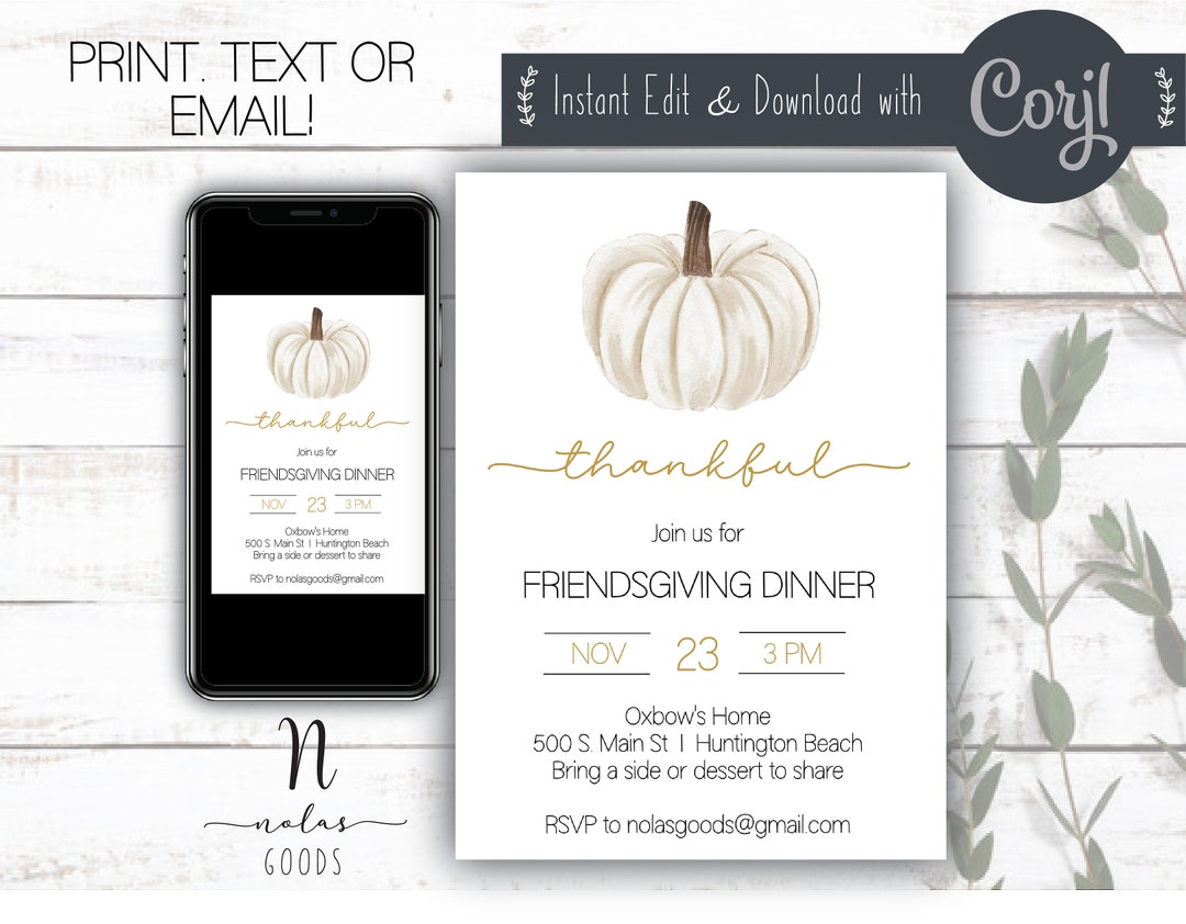 Friendsgiving Invitation Digital, Friendsgiving Potluck Invite ...