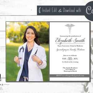 Medical School Graduation Invitation With Photo, White Coat Ceremony ...