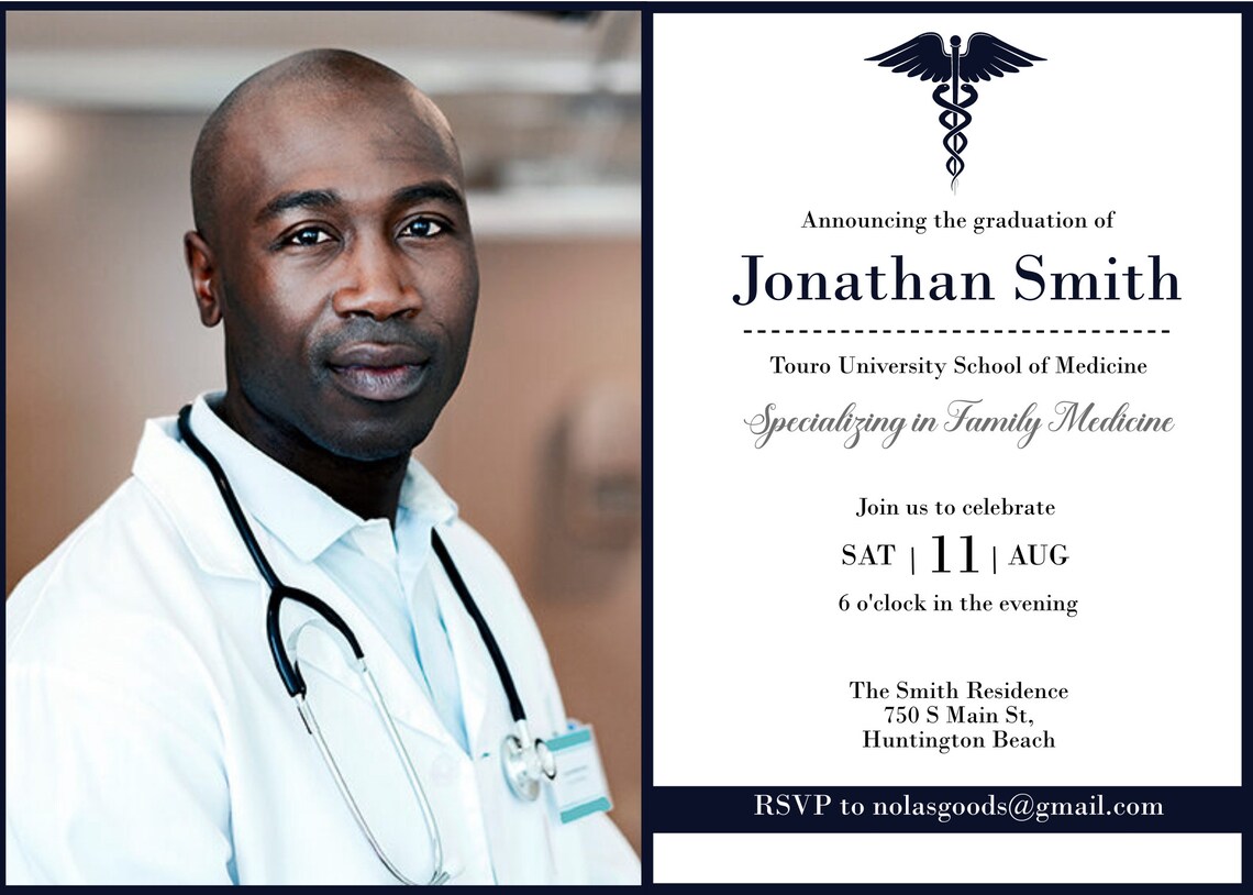 Medical School Graduation Invitation Doctor Graduation - Etsy