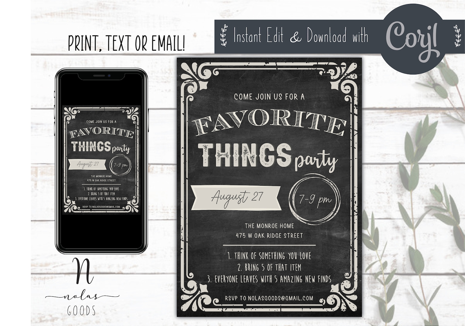 Favorite Things Party Invitation Printable My Favorite Things - Etsy
