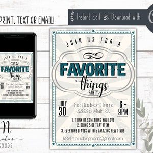 Favorite Things Party Invitation Template, My Favorite Things ...
