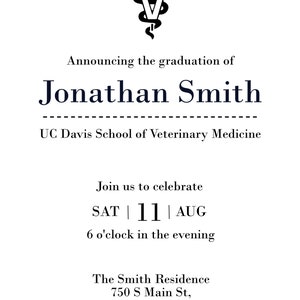 Vet School Graduation Party Invitation, DVM Graduation Announcement ...