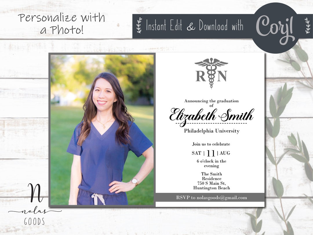 Nurse Graduation Invitation Template, Nursing Graduation Announcement ...