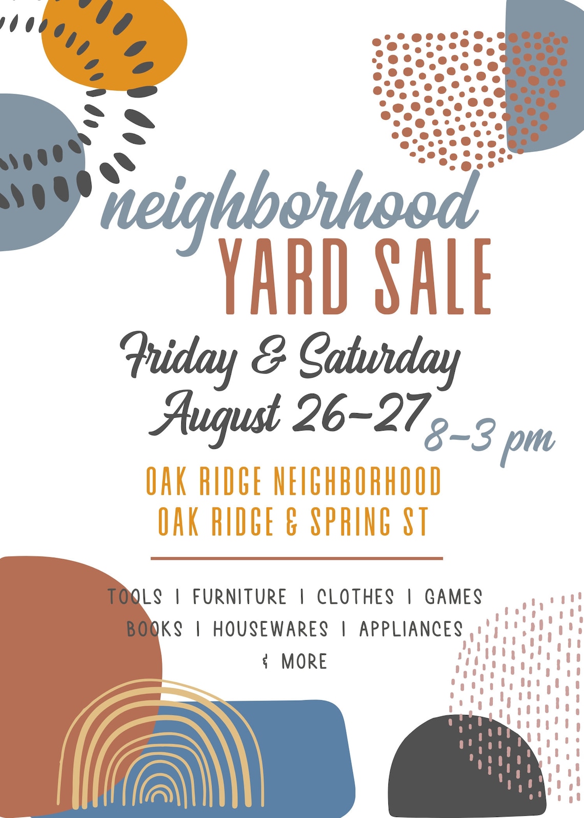 Neighborhood Yard Sale Sign Template Community Garage Sale - Etsy