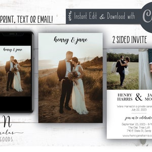 Elopement Party Invitation Reception Invitation Template - Etsy
