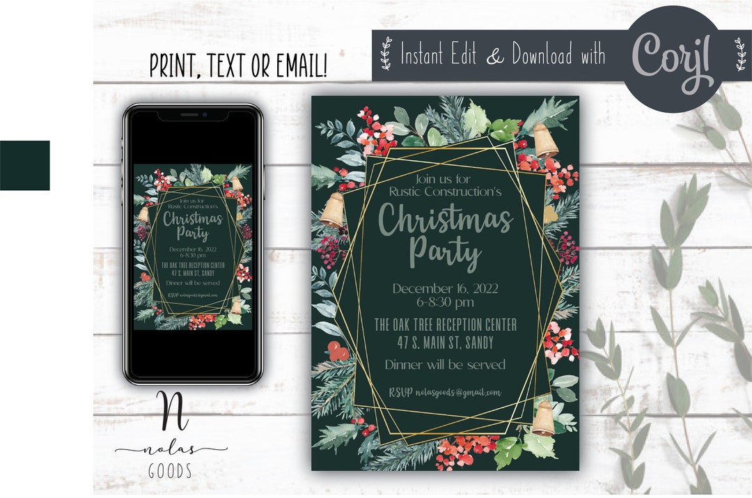 Company Christmas Party Invite Template, Corporate Christmas Party ...