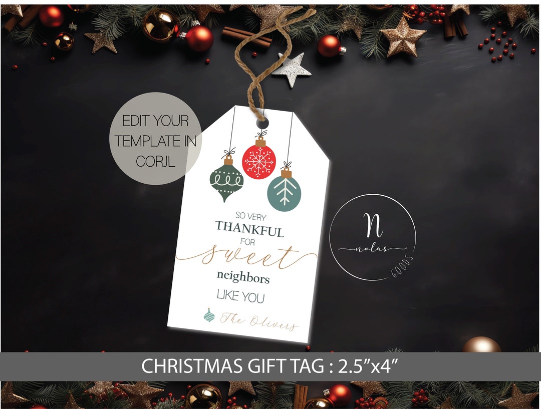 Christmas Neighbor Gift Tag, Christmas Treat Tags, Neighbor Christmas ...