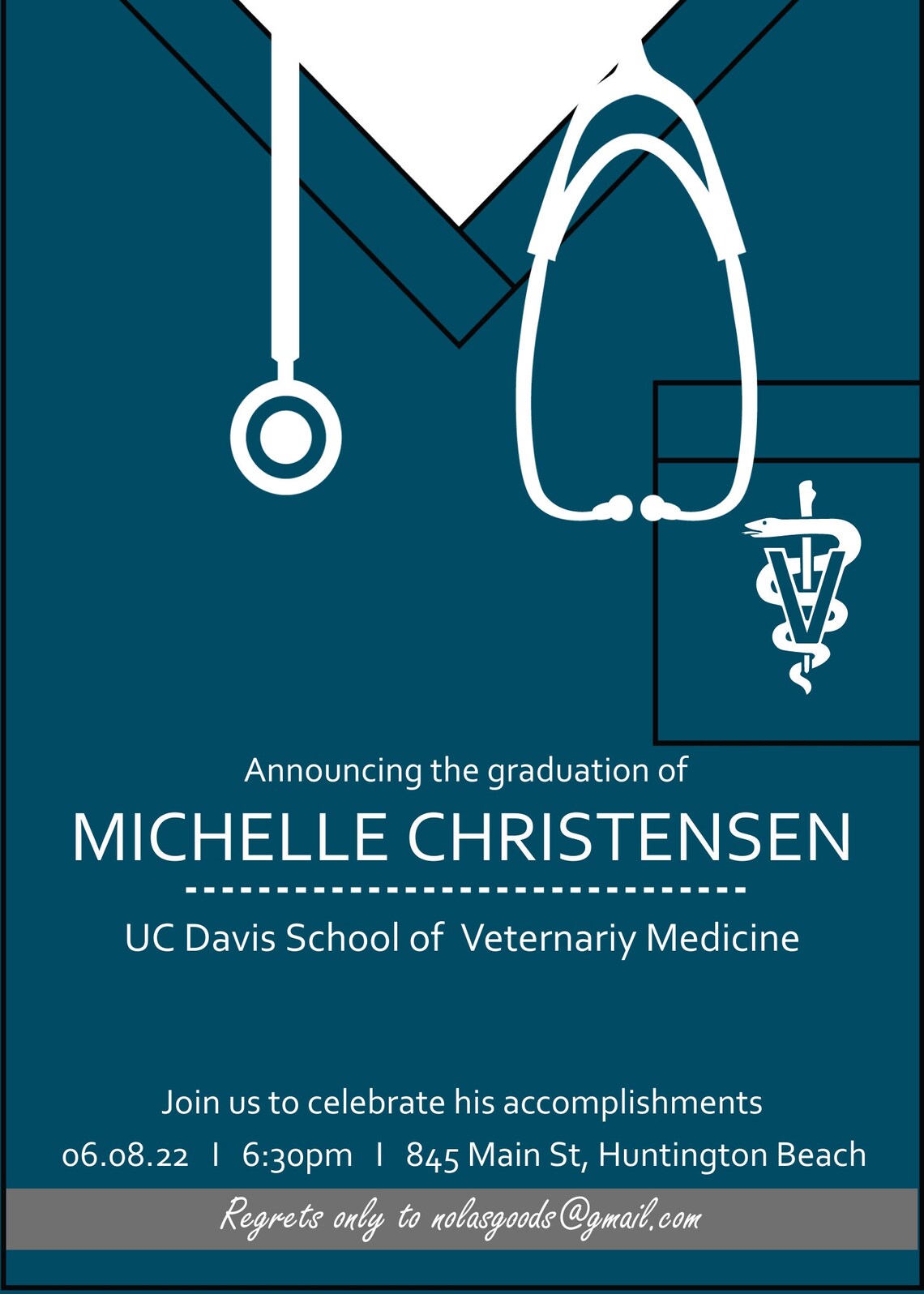 Veterinary School Graduation Invitation Digital Veterinarian | Etsy