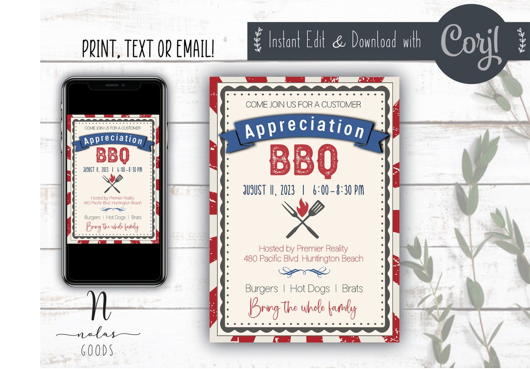 Appreciation Invitation, Appreciation BBQ Party Invitation, Customer ...