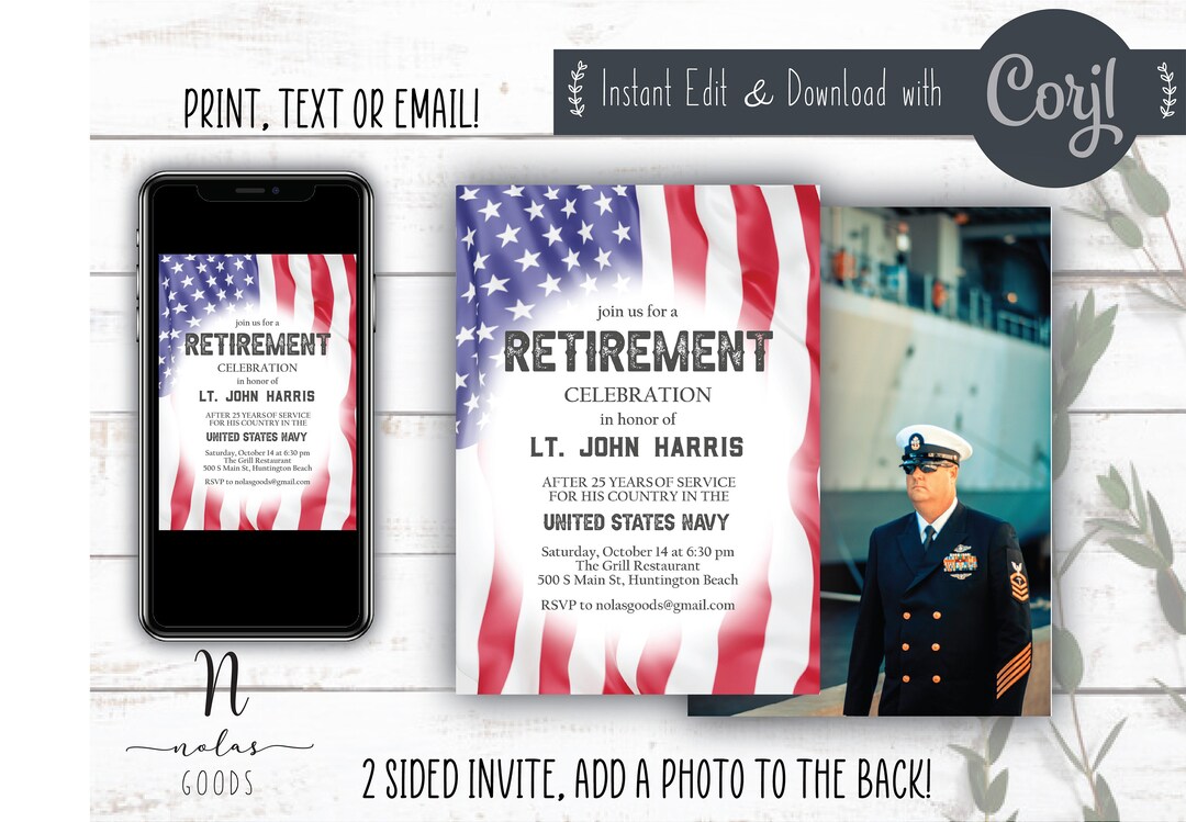 Military Retirement Invitation, Retirement Party Invitation Template ...