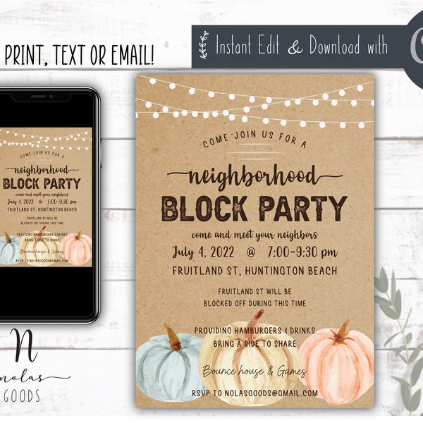 Fall Block Party Invite - Etsy
