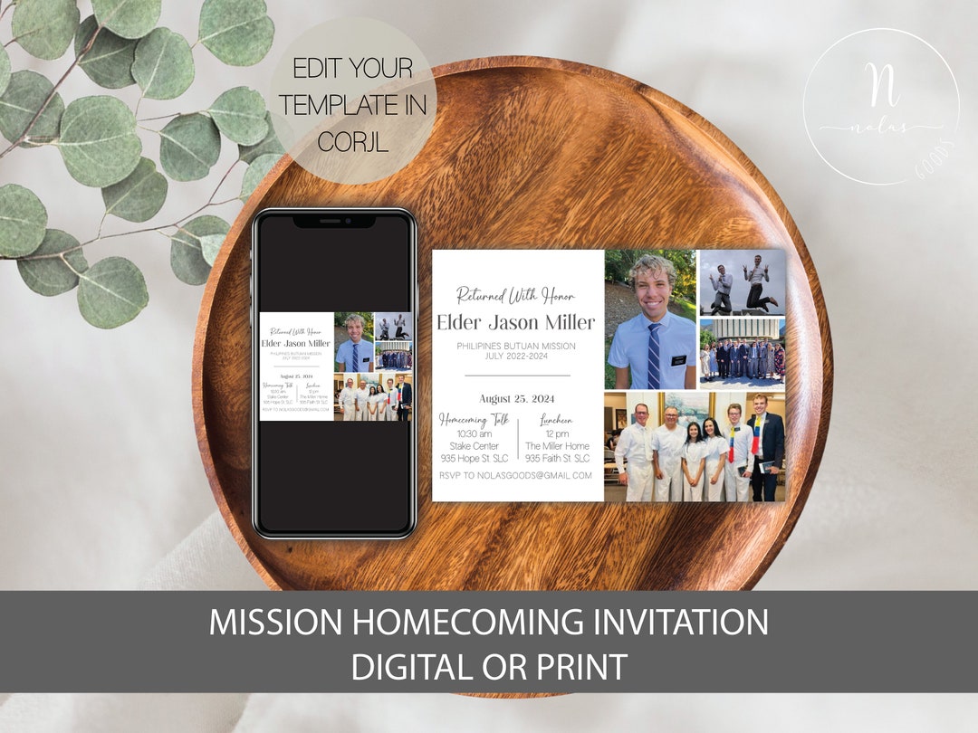 Mission Homecoming Announcement, LDS Missionary Homecoming Invitation ...