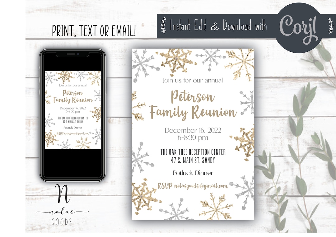 Christmas Family Reunion Invitation Customizable, Cousin Reunion Invite ...