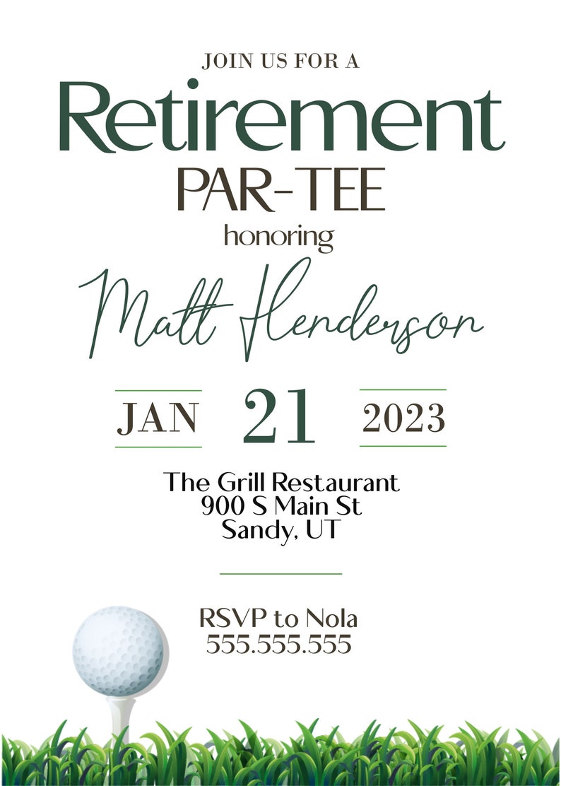 Golf Retirement Party Invitation Retirement Party Invitation - Etsy