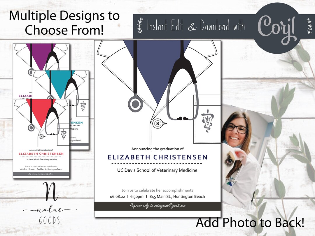 Veterinary School Graduation Invitation Digital, Vet School Graduation ...