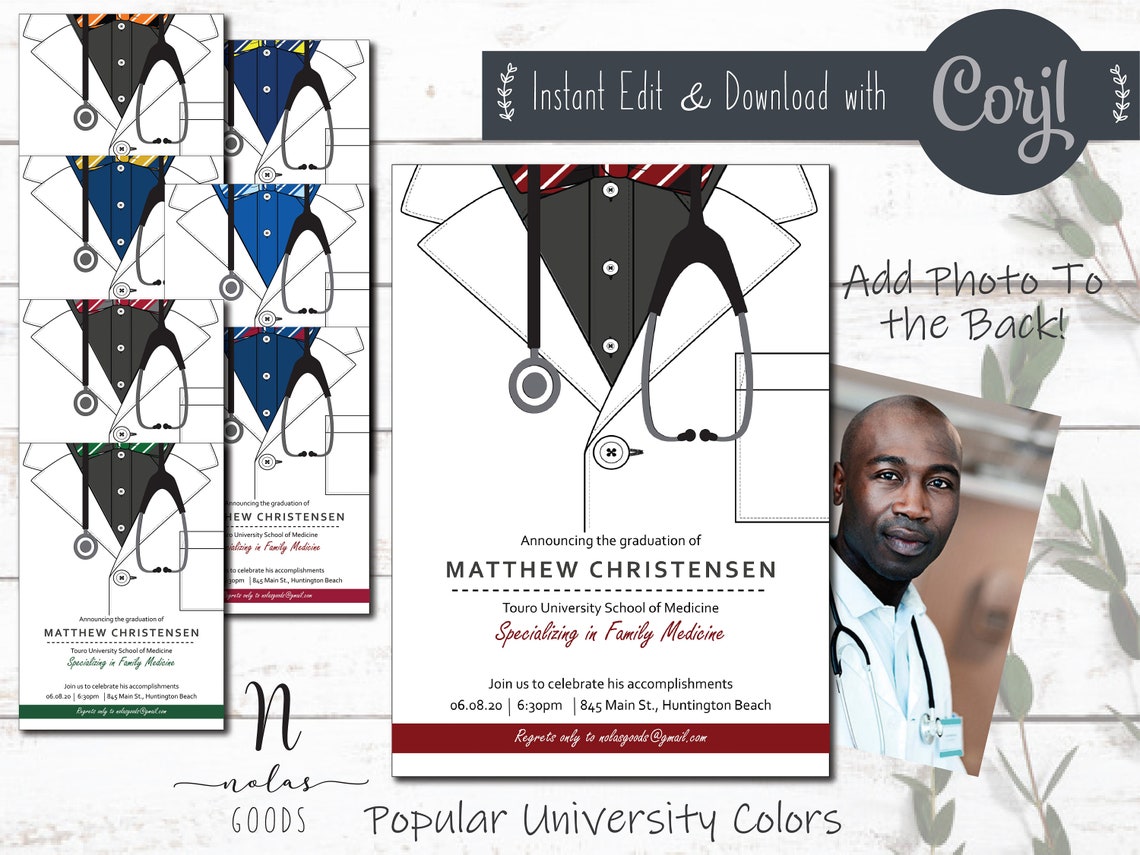 White Coat Ceremony Invitation Medical School Graduation - Etsy