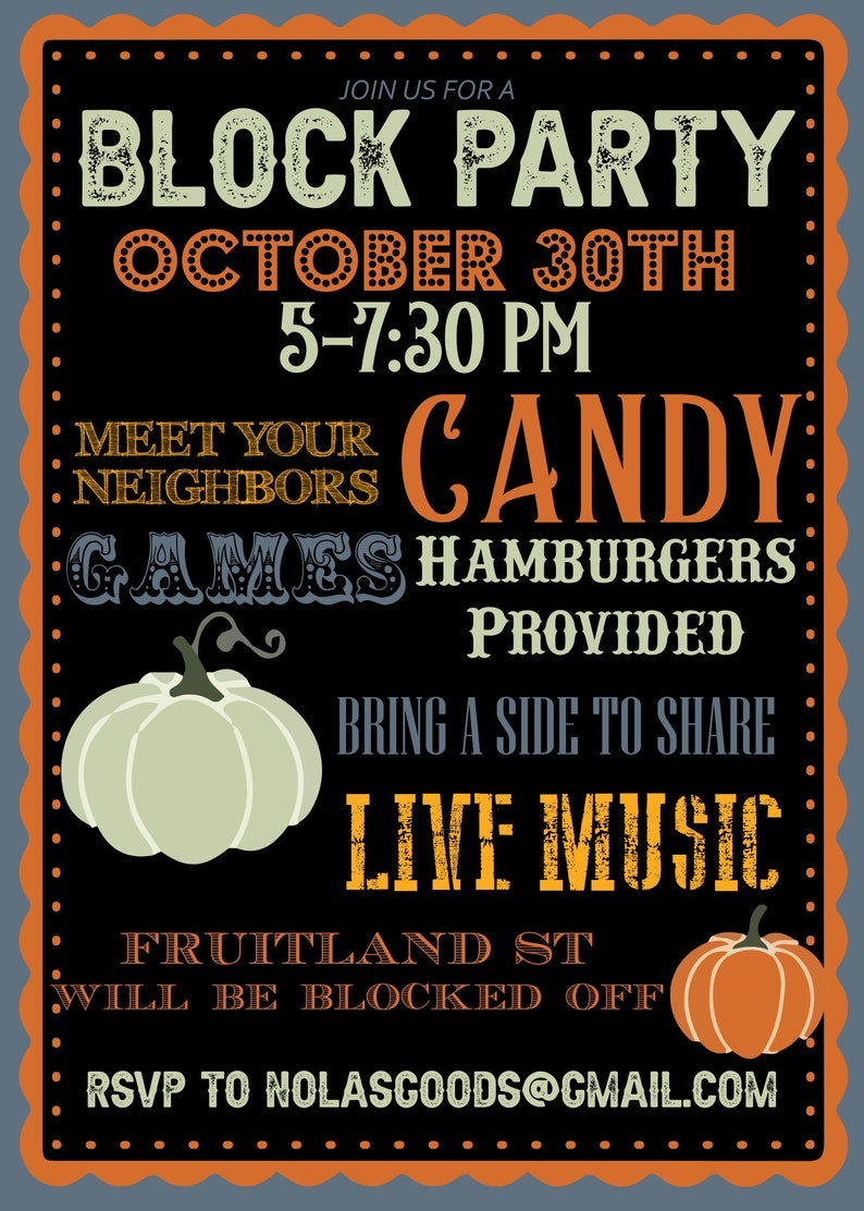 Fall Neighborhood Block Party Invitation Block Party Invite - Etsy