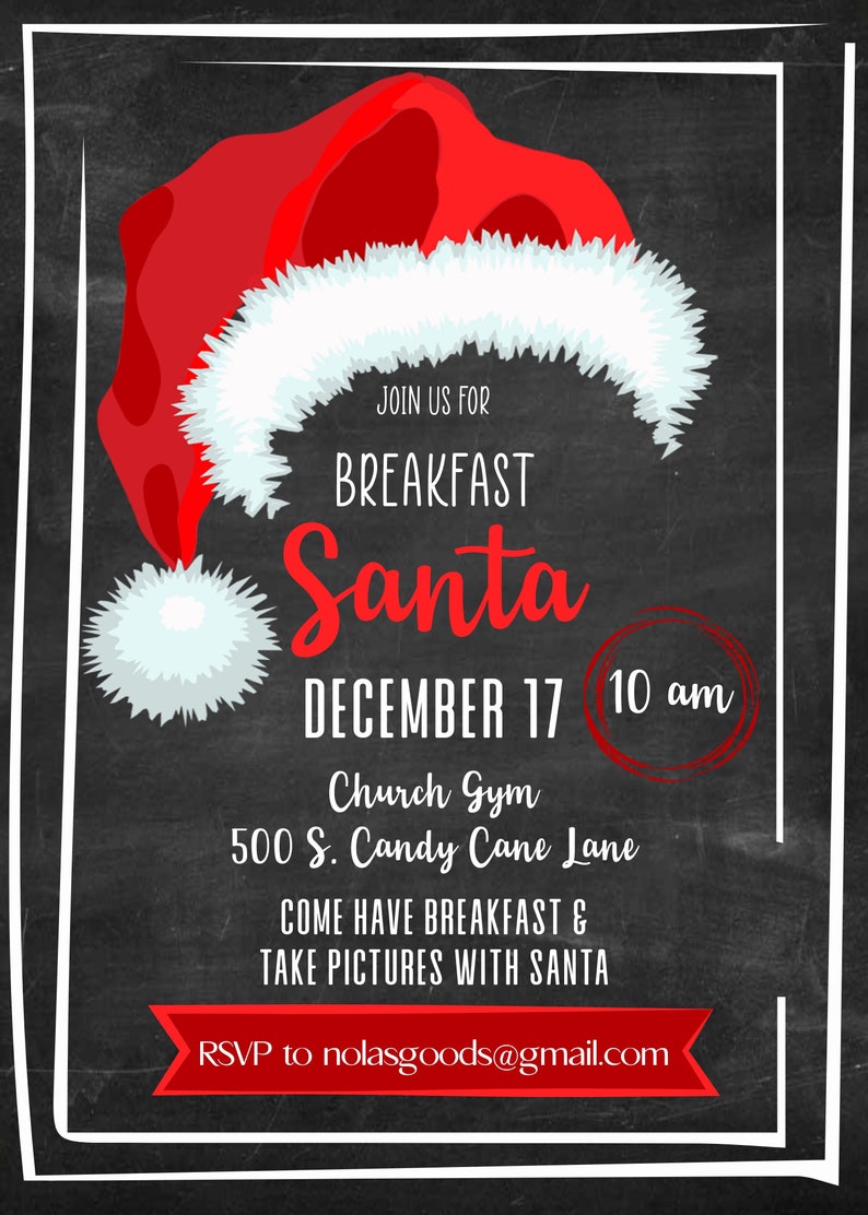 Breakfast With Santa Invitation Breakfast With Santa Flyer - Etsy